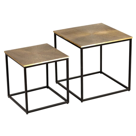 Lot de 2 Tables Gigognes Effet Laiton Vielli - XANDRA - Gamm vert