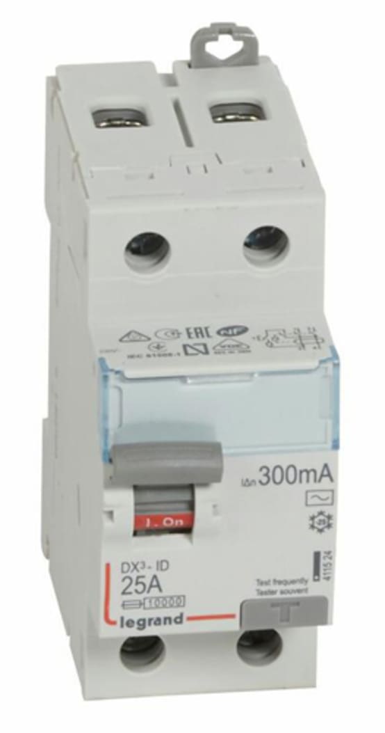 Interrupteur différentiel DX³-ID 2P 230V 25A type AC 300mA - LEGRAND - 411524 - Gamm vert