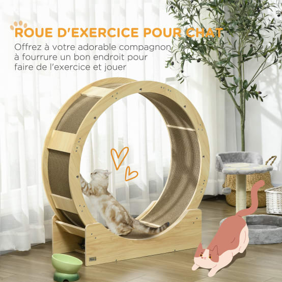 Roue d'exercice pour chat - frein, grattoirs - dim. 91L x 33,5P x 94H ...