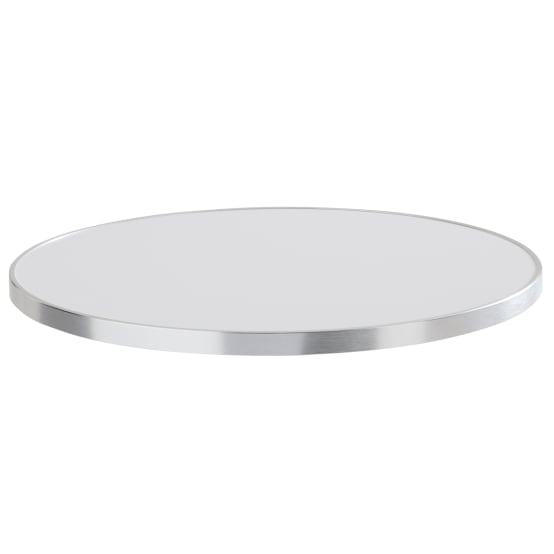 Plateau de table rond blanc avec cerclage argent 60 cm - Oviala - Gamm vert