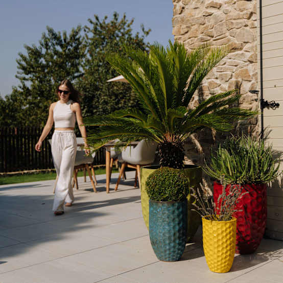 MEROVEE pot grande taille d'extérieur fait main en terre cuite émaillée ...