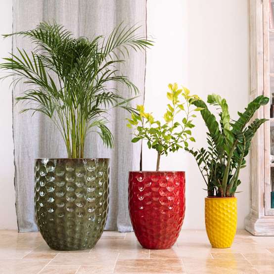 MEROVEE pot grande taille d'extérieur fait main en terre cuite émaillée ...