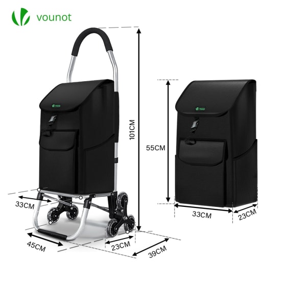 Chariot de courses pliable monte escalier aluminium noir - Gamm vert