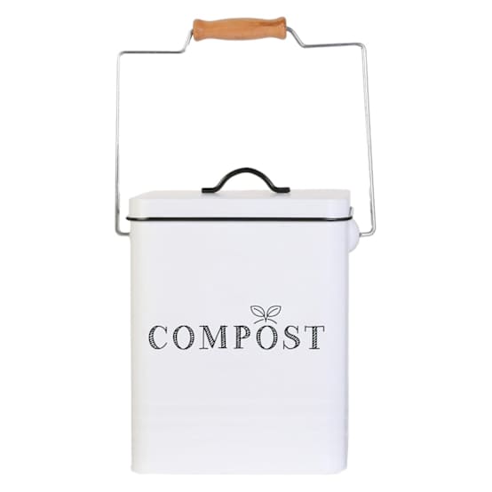 Poubelle de Compostage 5L en Acier Inoxydable Blanc - HARPER - Gamm vert