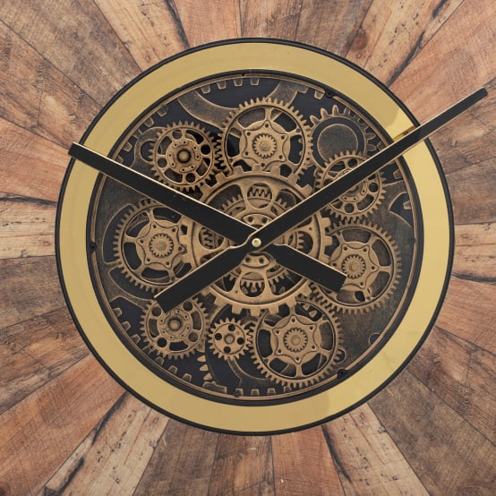 Grande Pendule murale Marron style industriel avec rouages mobiles D 80 ...