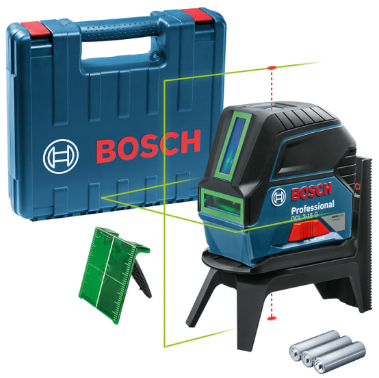 Laser points et lignes GCL 2-15 G Professional + 3 piles 1,5V + coffret - BOSCH - 0601066J00 ...