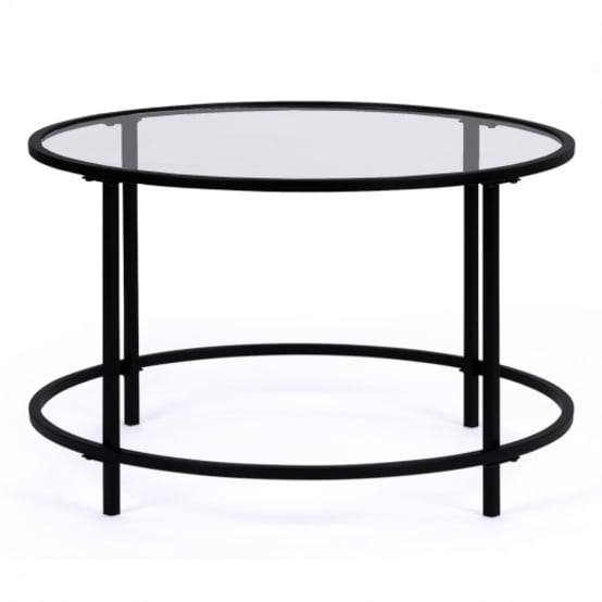 Table basse ronde MERANO 70 cm plateau en verre et pied métal - Gamm vert