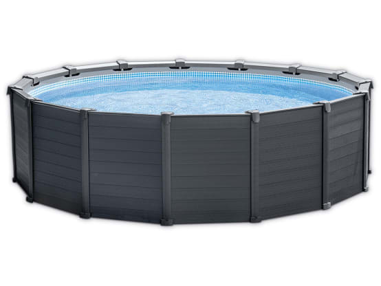 Kit piscine tubulaire Intex Graphite ronde 4,78 x 1,24 m + 10 kg de ...