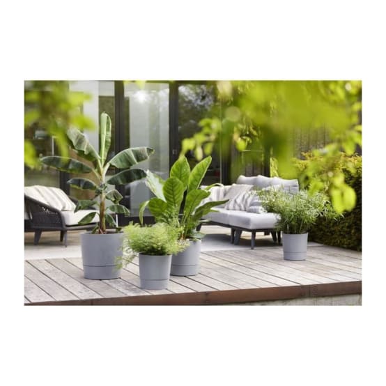 Elho - Pot De Fleurs - Greensense Aqua Care Rond 30 - Ciment Clair ...