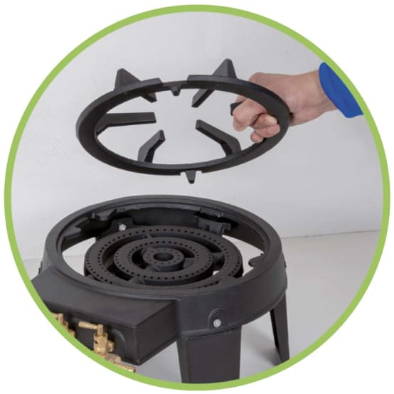 Réchaud gaz 3 feux 9000 W 4 pieds propane et butane - Gamm vert