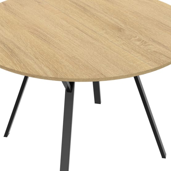 Table à manger extensible ronde YSEULT 4-8 personnes bois et noir ...