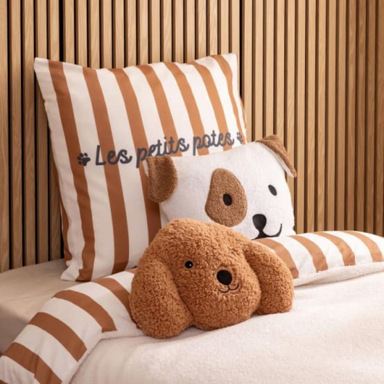 Coussin Bouclette Tête de Chien "Scott" 36cm Marron - Gamm vert