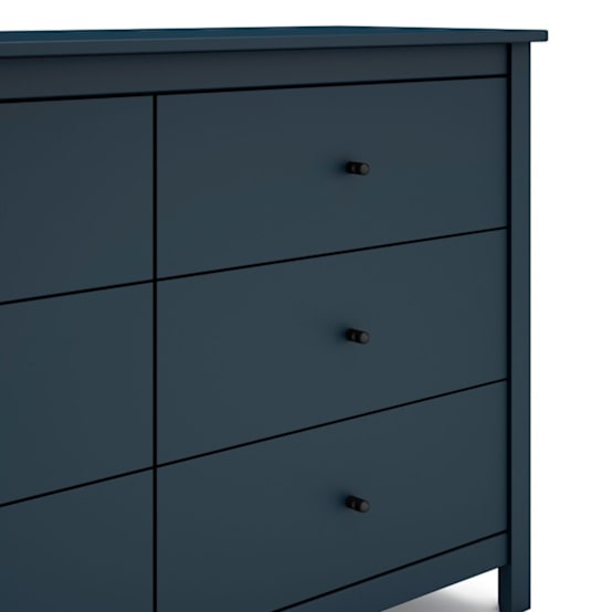 Commode 6 tiroirs en pin massif laqué bleu marine - MYSIA - Gamm vert