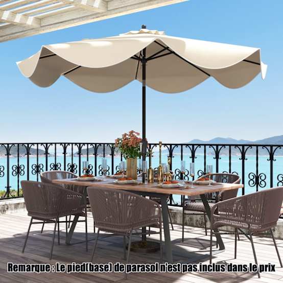 Parasol de Patio de 280cm avec Manivelle Inclinaison à Bouton-poussoir ...