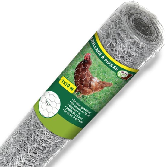 Grillage à poule 1X10 m mailles acier renforcé Ø 0.7 mm - TERRE JARDIN ...