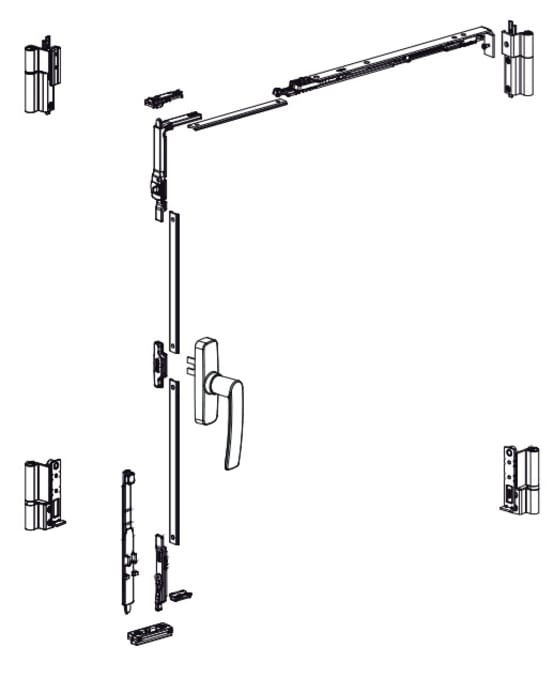 Kit oscillo-battant Galicube 2 V FAPIM à crémone Gea - compas moyen 562 ...