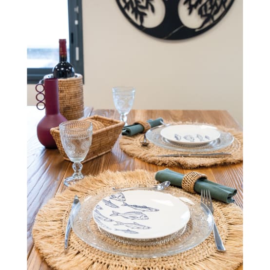 Set de table en raphia (Lot de 6) Rond - Gamm vert