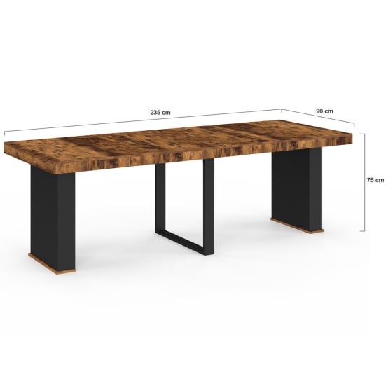 Table console extensible EDEN 10 personnes 235 cm bois effet vieilli et ...