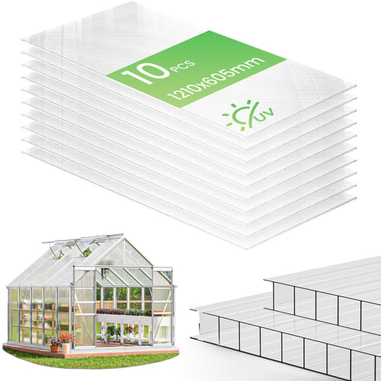 Lot de 10 plaques en polycarbonate alvéolaire 6 mm - 121 x 60,5 cm ...