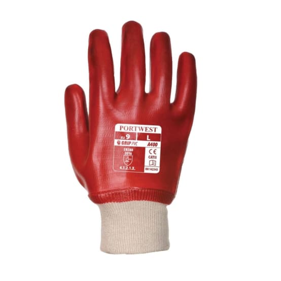 Gants de manutention PVC Portwest POIGNET TRICOT Rouge 10 - Gamm vert
