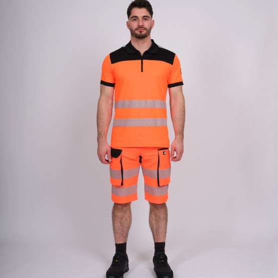 Taille 4XL - MARS - POLO DE TRAVAIL HAUTE VISIBILITÉ - 1073 Orange fluo - Gamm vert