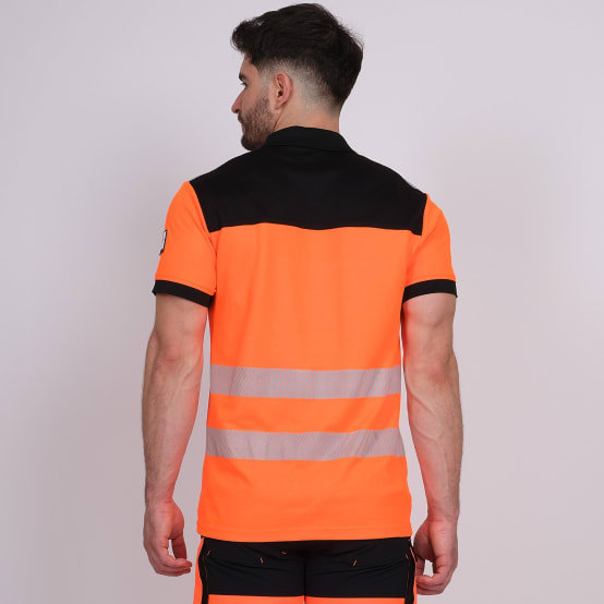 Taille 4XL - MARS - POLO DE TRAVAIL HAUTE VISIBILITÉ - 1073 Orange fluo - Gamm vert