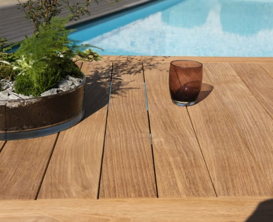 KIM - Table de jardin 6/8 personnes - VIESTE 220 x 100 cm en bois Teck ...