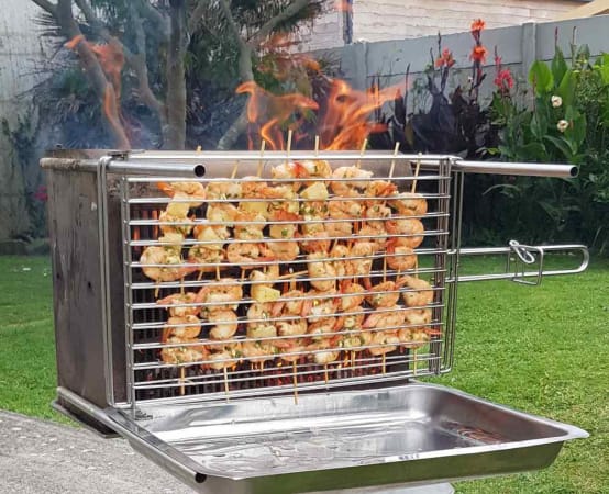 Barbecue à charbon de bois, à cuisson verticale, nomade, inox, BBQ T2 ...