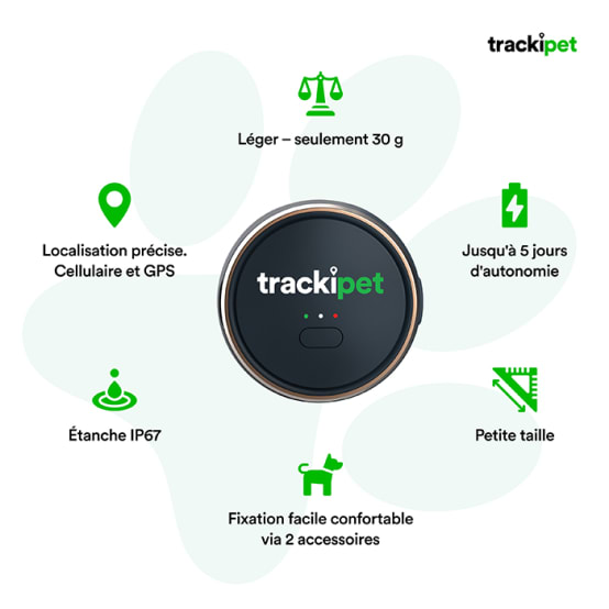 Traceur GPS Trackipet pour chiens avec abonnement Datas de 3 mois ...