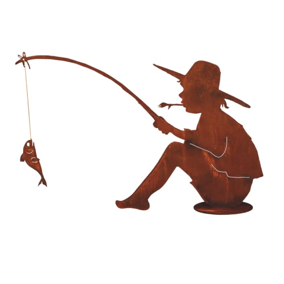 Sculpture Petit Pêcheur métal patine rouille : déco jardin - Rouille ...