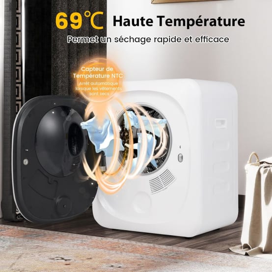 Sèche-Linge Compact 2,5KG, 800W avec 5 Modes de Séchage Tambour en ...