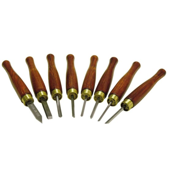 Coffret de 8 gouges courtes de tournage - L. 190 mm Holzmann - Gamm vert