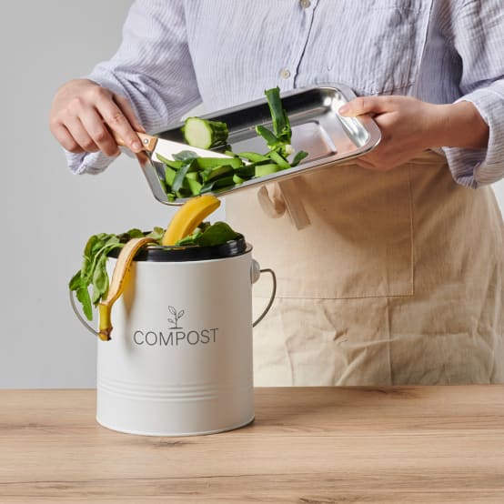 Seau compost rond blanc 8L - Gamm vert