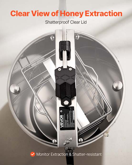 Extracteur de miel manuel 2 cadres inox, couvercle transparent, support ...