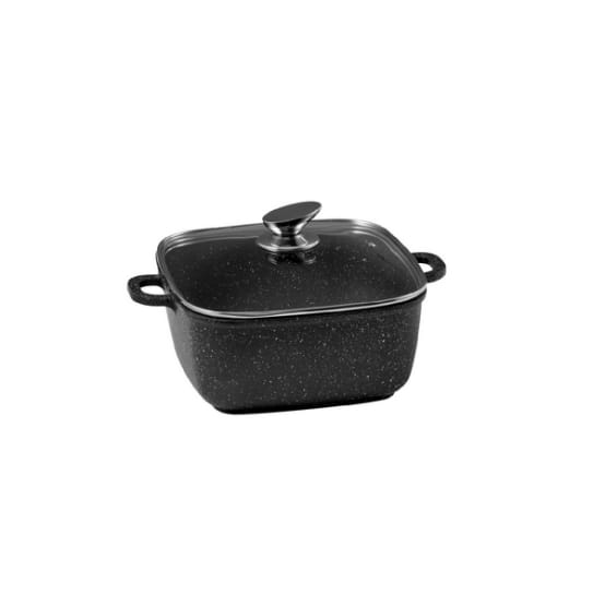 Faitout Carré PREMIUM 24 x 24 CM Fonte d'Aluminium avec Couvercle en Verre - Pradel - Gamm vert