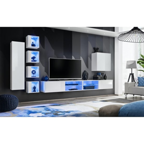 Ensemble Meuble TV "Switch XXVI" 320cm Blanc - Gamm vert