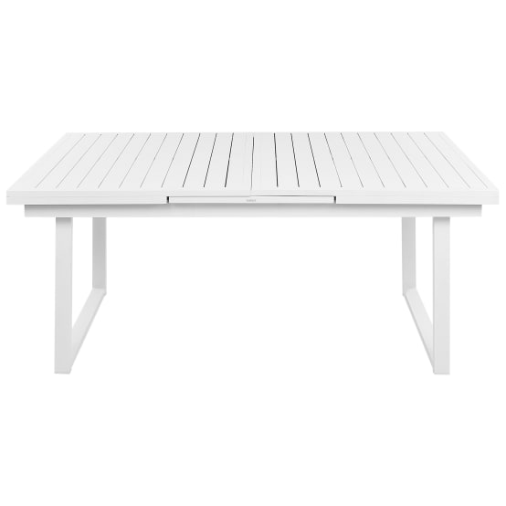 Table de Jardin Blanche en Aluminium 180/240 x 90 cm Plateau Latté ...