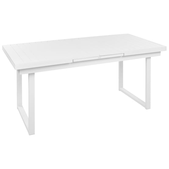 Table de Jardin Blanche en Aluminium 180/240 x 90 cm Plateau Latté ...