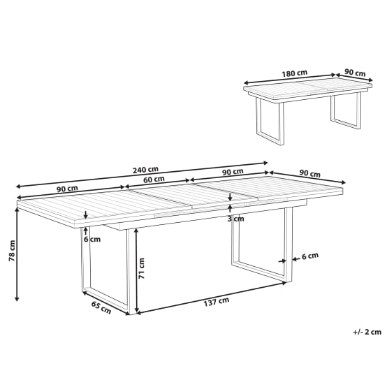 Table de Jardin Blanche en Aluminium 180/240 x 90 cm Plateau Latté ...