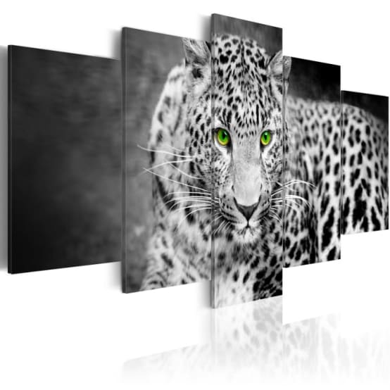 Tableau Imprimé "Leopard Black&white" 50 x 100 cm - Gamm vert