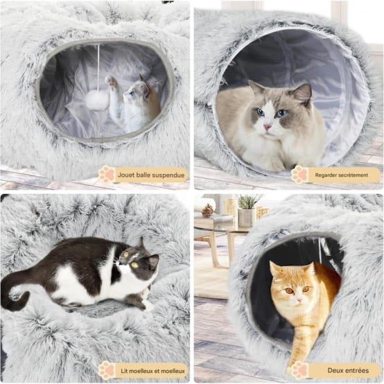 Tunnel en Peluche avec Panier pour Chat Lytech Cadeau Idéal ...