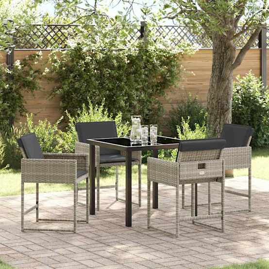 Salon de jardin 4 personnes Résine tressée Pliable pour rangement compact Gris clair – ComfortXL ...