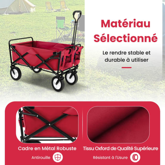 Chariot Roulant Pliable 82 L Chariot Robuste avec Poignée Réglable et ...
