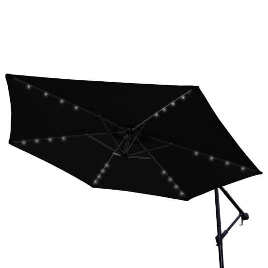 Parasol Noir 3m avec LED's Intégrés - Gamm vert