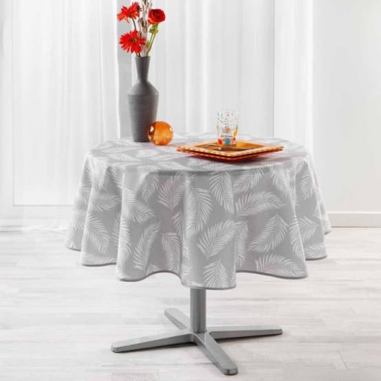 Nappe Ronde Imprimée "Lifette" 180cm Gris - Gamm vert