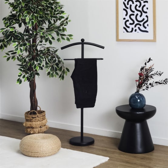 Valet de Chambre Design "Effet Bois" 109cm Noir - Gamm vert