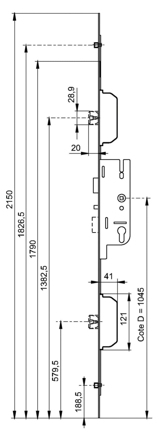 Serrure à larder FERCOMATIC 40/70 MR/R têtière 16mm - FERCO - 6-33174-01-0-1 - Gamm vert