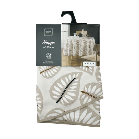 Nappe Antitache Ronde Imprimé "Alma" 180cm Naturel - Gamm vert