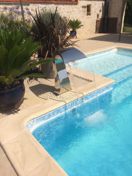 Cascade Inox 316 Fontaine Piscine Bassin Modèle Demi cœur Hauteur 80 ...