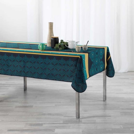 Nappe Antitache "Cuisine Addict" 150x240cm Bleu - Gamm vert